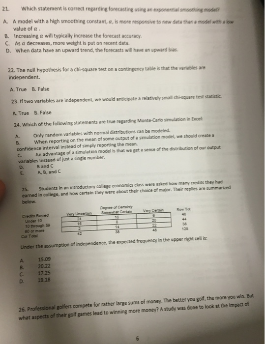 Solved Which statement is correct regarding forecasting | Chegg.com