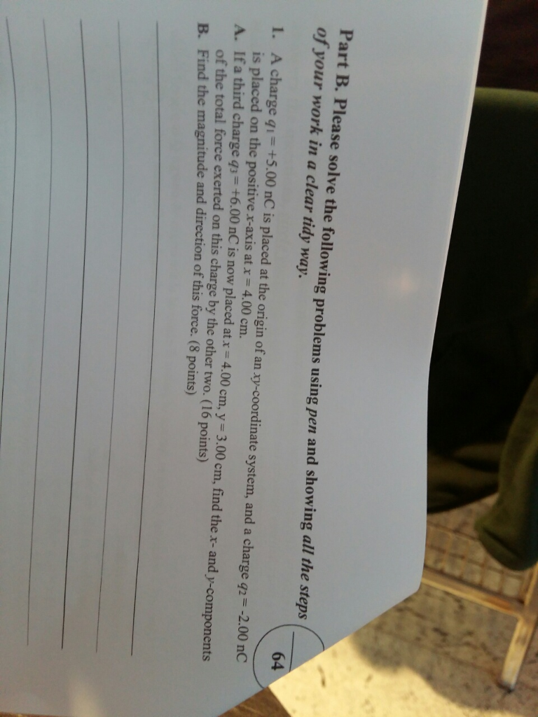 Solved A charge q_1 = +5.00 nC is placed at the origin of an | Chegg.com