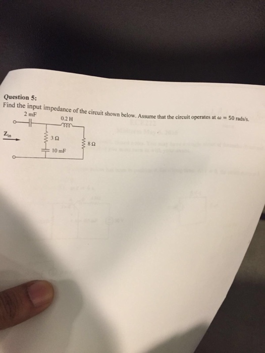 Solved Find the input impedance of the circuit shown below. | Chegg.com