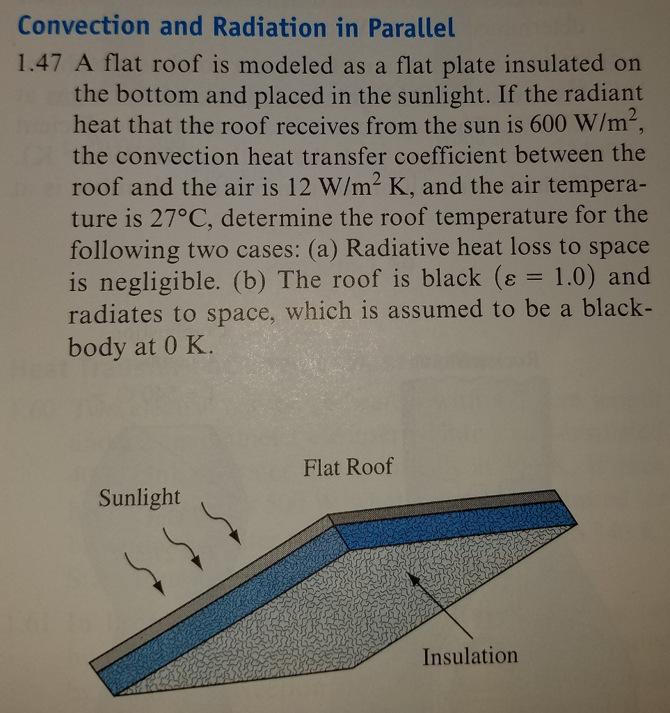 Solved Convection and Radiation in Parallel 1.47 A flat roof | Chegg.com