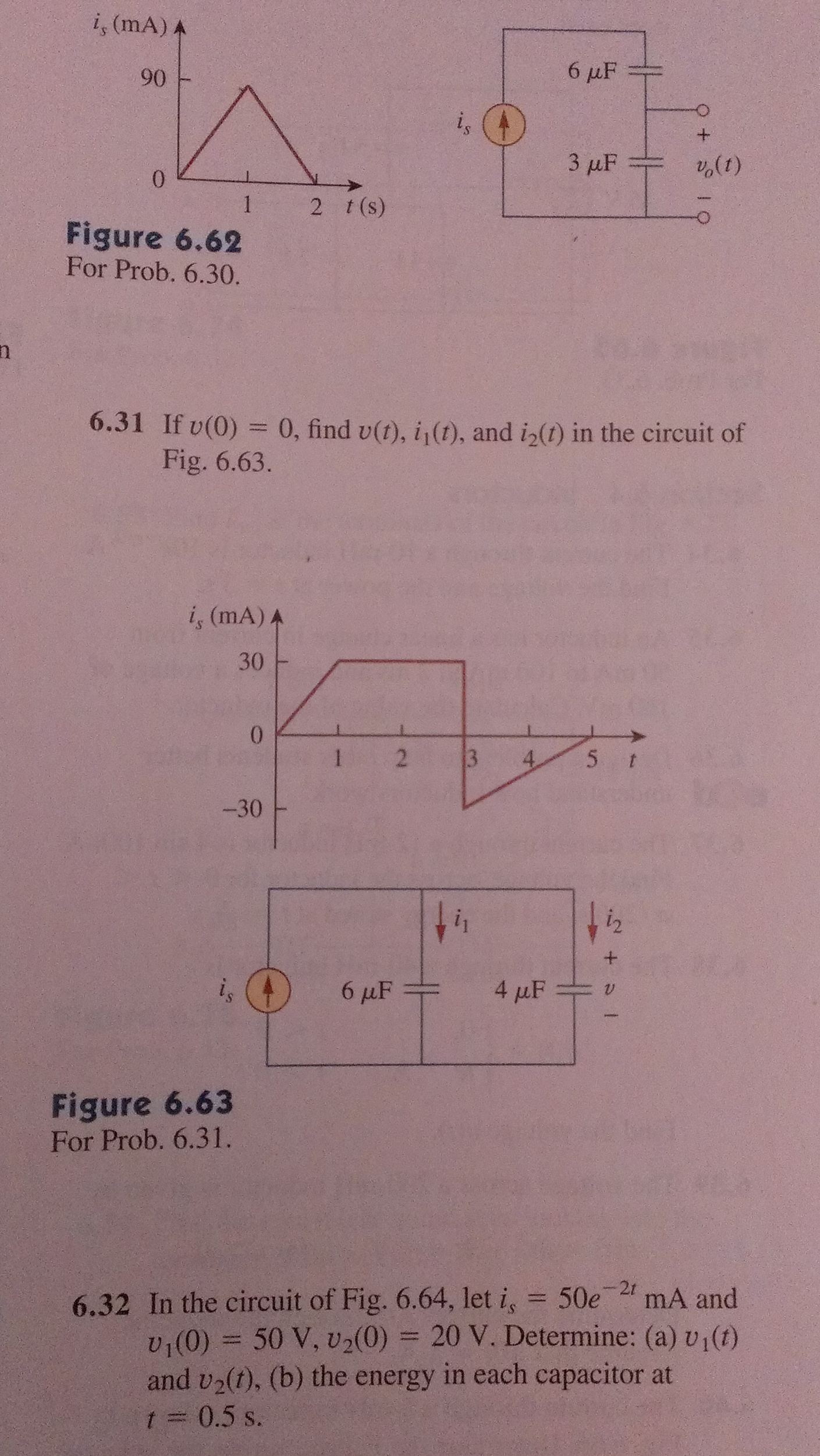 Solved If v(0) = 0, find v(t), i1(t), i2(t), in the circuit | Chegg.com