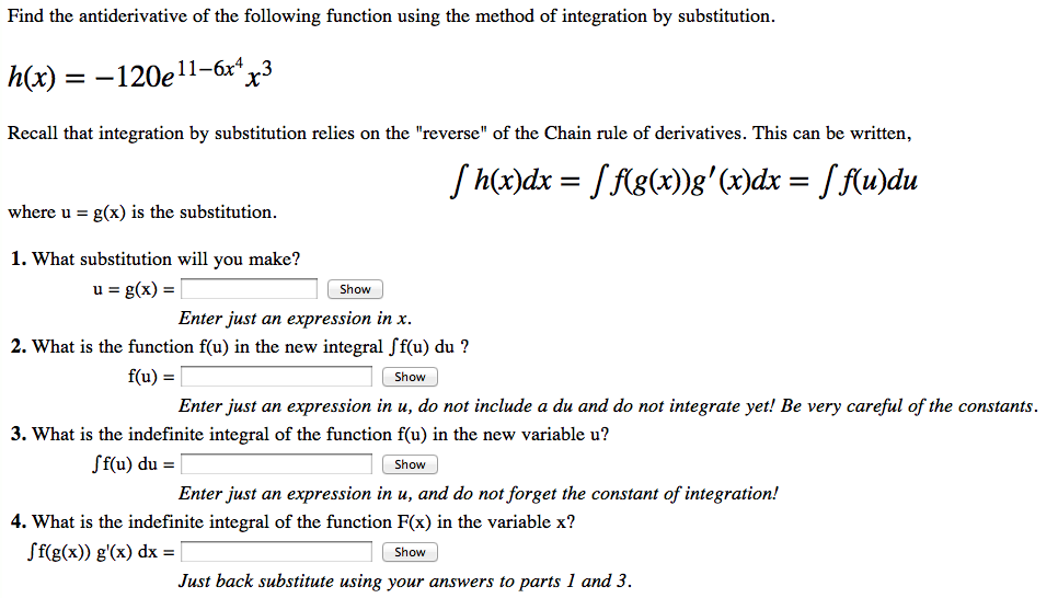 Solved Find the antiderivative of the following function | Chegg.com