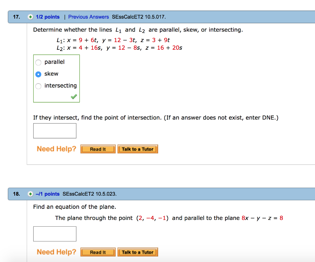 Solved Determine whether the lines L_1 and L_2 are parallel, | Chegg.com