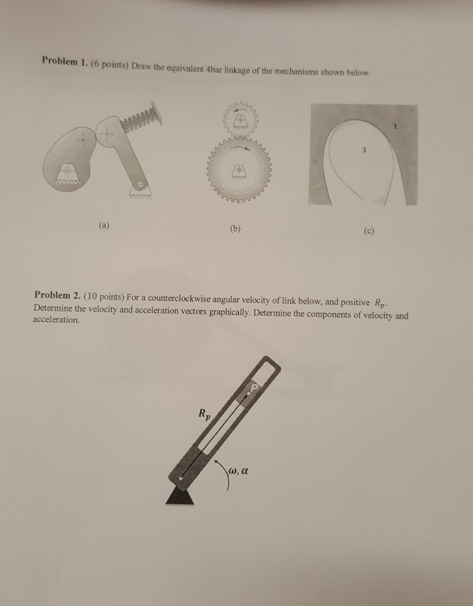 Solved Problem 1. (6 points) Draw the equivalent 4bar | Chegg.com