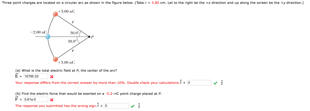 Solved Three point charges are located on a circular arc as | Chegg.com