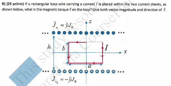 Solved B) (25 points) If a rectangular loop wire carrying a | Chegg.com