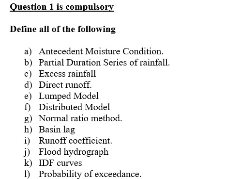 Solved Question 1 is compulsory Define all of the following | Chegg.com
