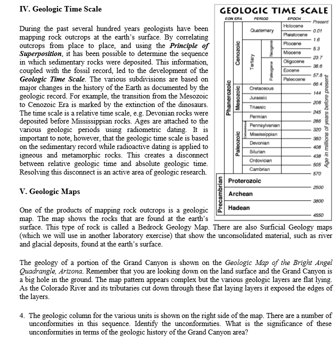 Solved The geologic column for the various units is shown on | Chegg.com