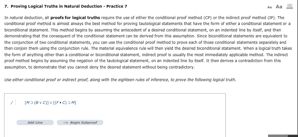 Solved Conditional proof or indirect proof, along with 18 | Chegg.com