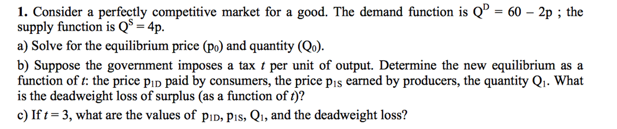 Solved Consider a perfectly competitive market for a good. | Chegg.com