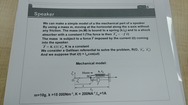 Solved Speaker We can make a simple model of a the | Chegg.com