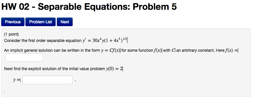 Solved Consider The First Order Separable Equation Y