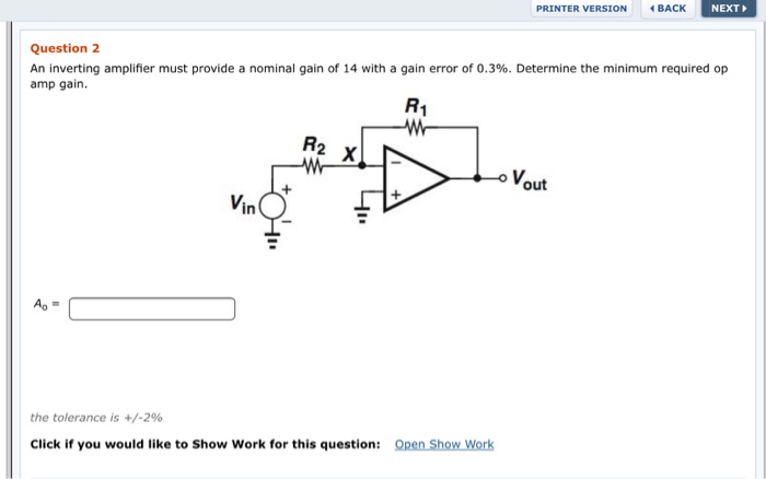 Solved An inverting amplifier must provide a nominal gain of | Chegg.com