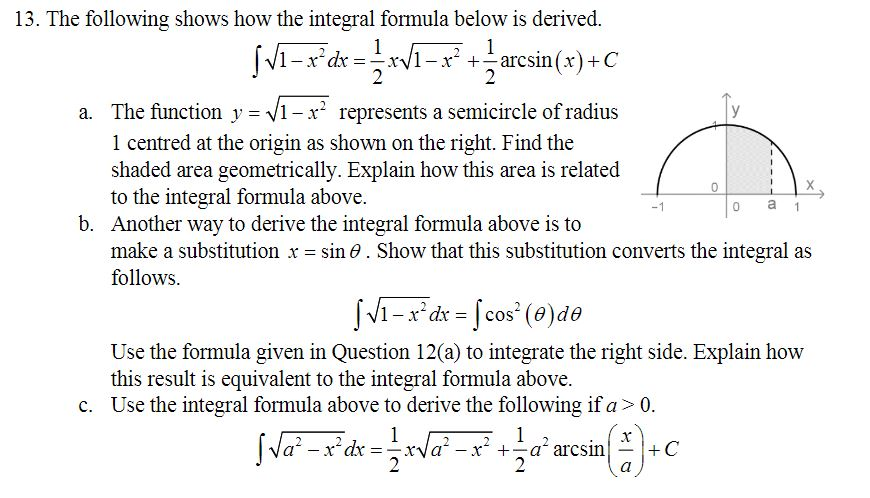 The following shows how the integral formula below is | Chegg.com