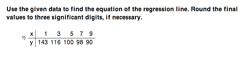 Solved Use the given data to find the equation of the | Chegg.com