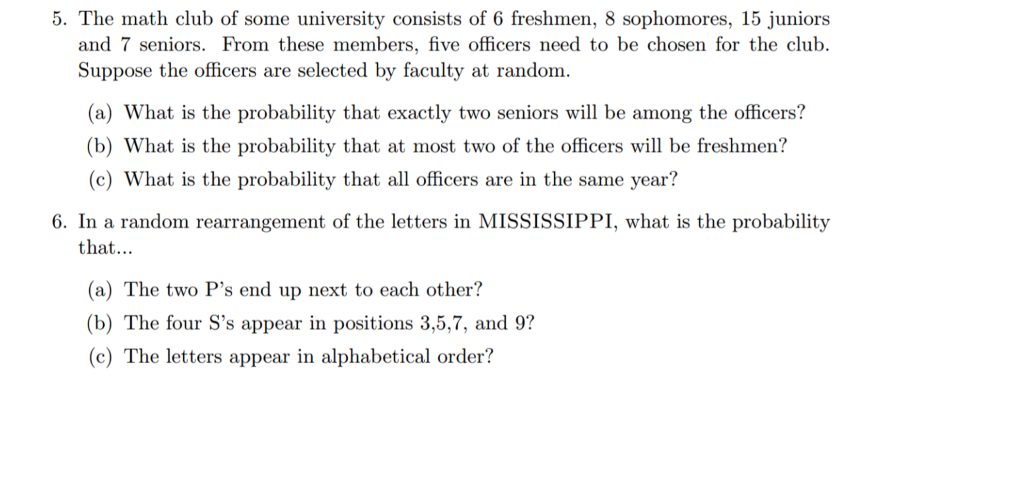 Solved The math club of some university consists of 6 | Chegg.com