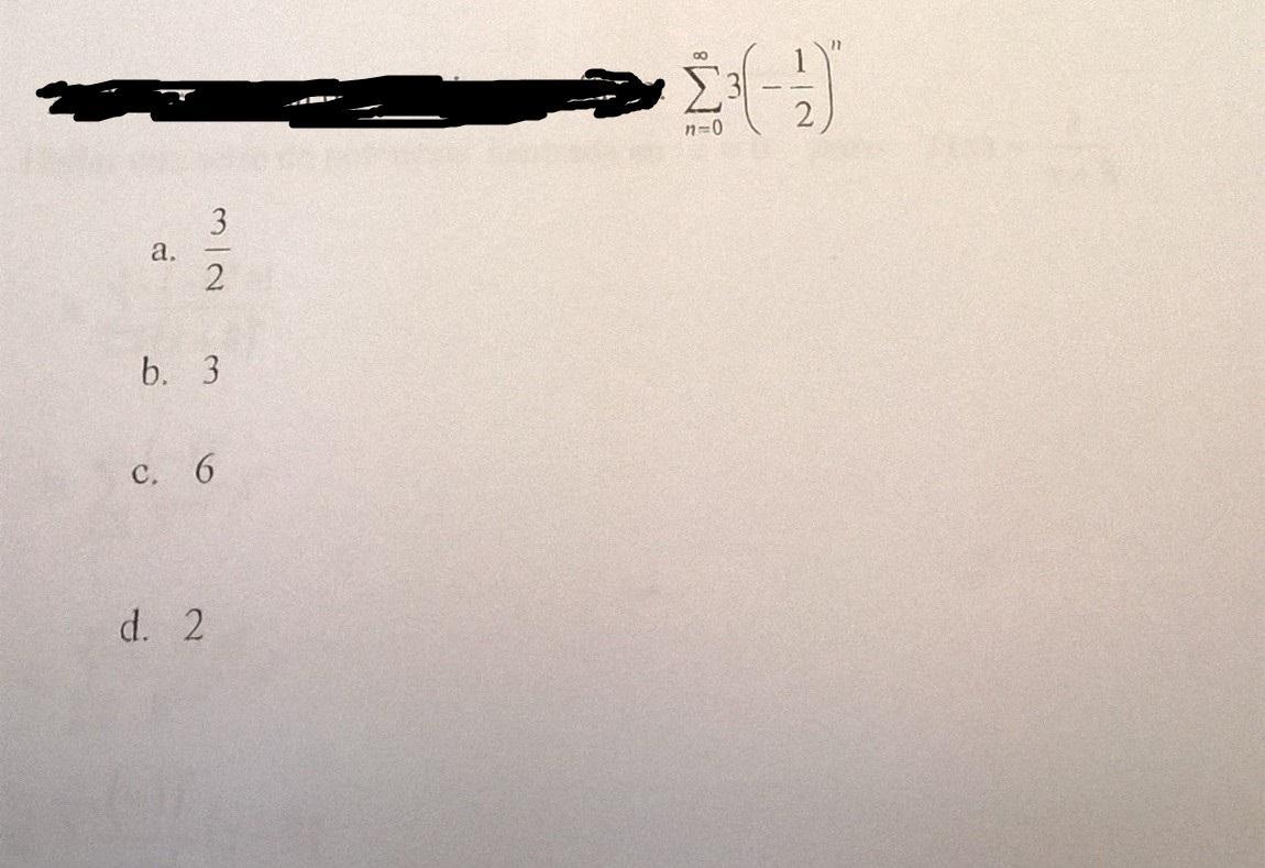 Solved Find The Sum Of The Geometric Series 3 1 2 N