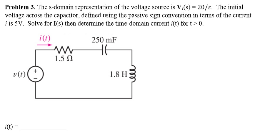 Solved Problem 3. The s-domain representation of the voltage | Chegg.com