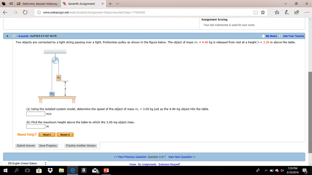 Solved 를 .5 welcome, Bassam Matouq-I seventh Assignment × ← | Chegg.com