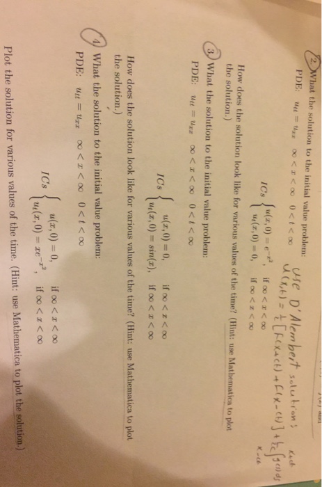 Solved What the solution to the initial value problem: PDE: | Chegg.com