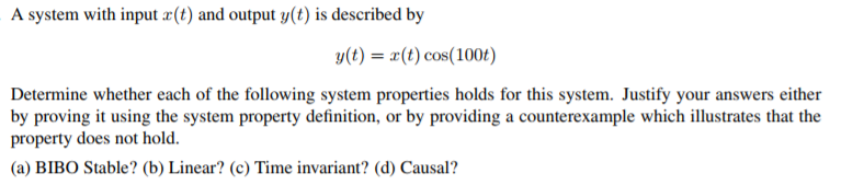 Solved A system with input r(t) and output y(t) is described | Chegg.com