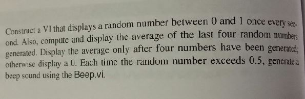 Construct a VI that displays a random number between | Chegg.com