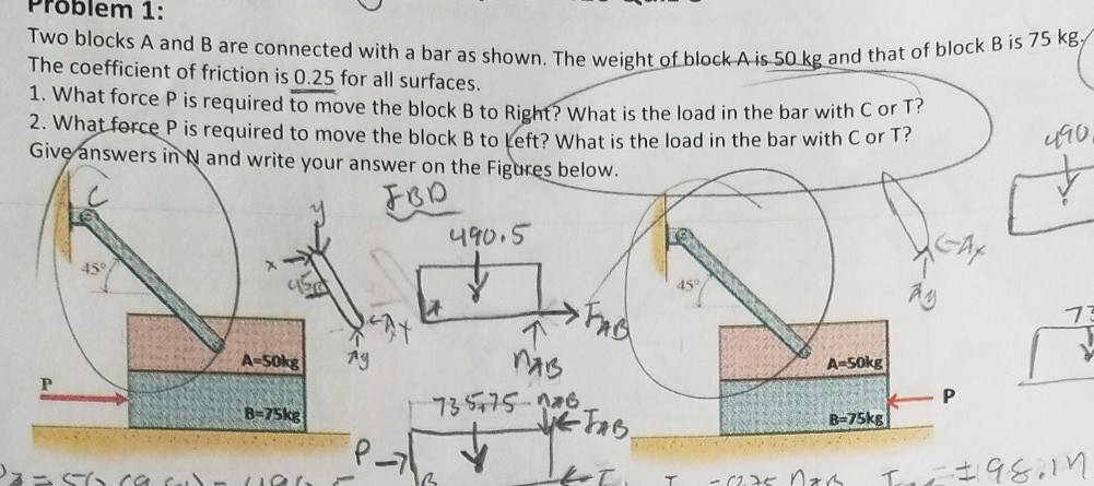 Solved Problem 1: Two blocks A and B are connected with a | Chegg.com