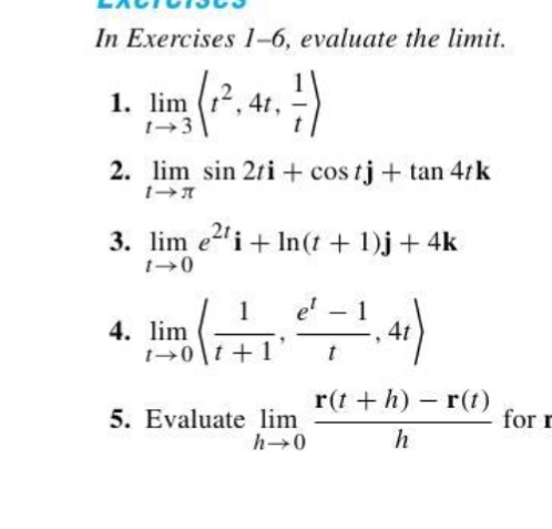 Solved In Exercises 1-6, evaluate the limit. lim t | Chegg.com