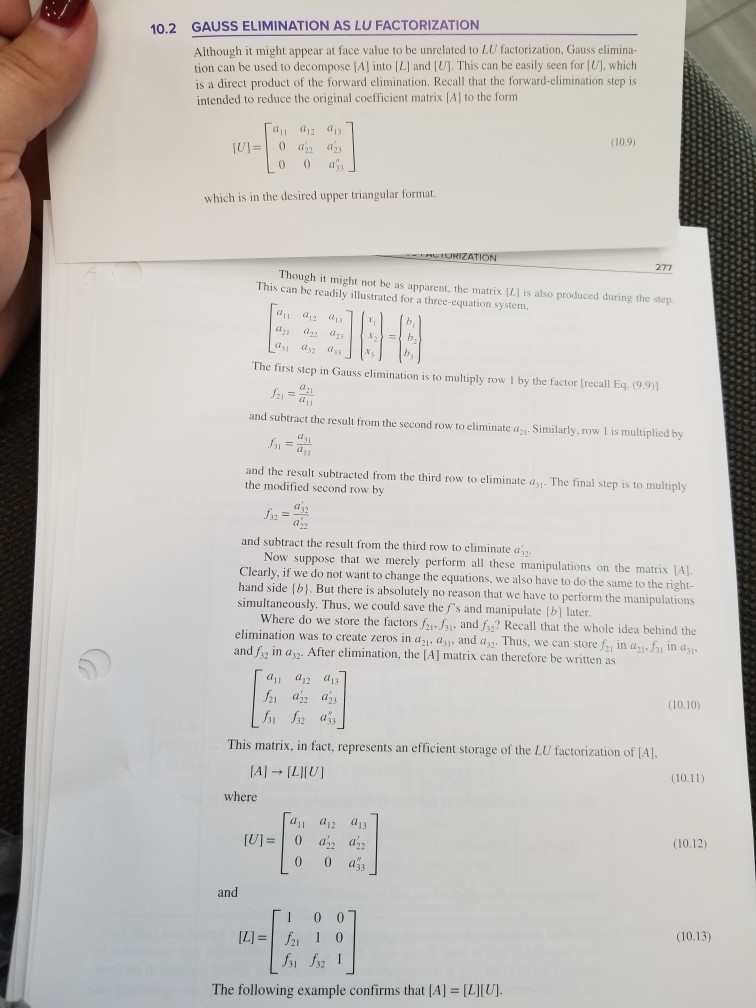 Solved 10.3 Use naive Gauss elimination to factor the | Chegg.com