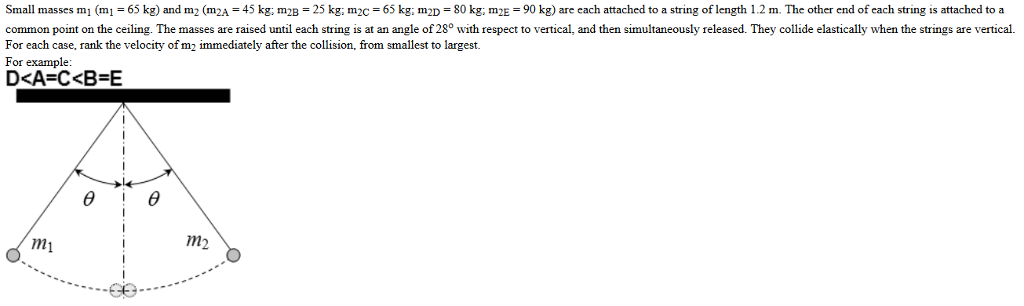Solved Small masses m1 (mi 65 kg) and m2 (m2A 45 kg; m2B 25 | Chegg.com