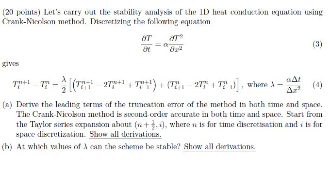 Solved (20 points) Let's carry out the stability analysis of | Chegg.com