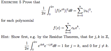 Solved Exercise 5 Prove that 1/2 pi integral^2 pi_0 | f | Chegg.com