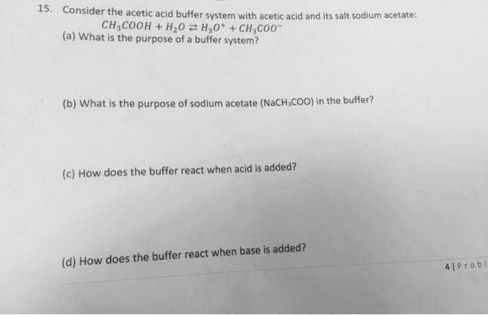 Solved Consider the acetic acid buffer system with acetic | Chegg.com