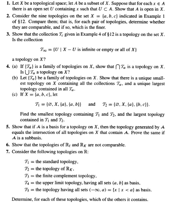 Solved 1. Let X be a topological space; let A be a subset of | Chegg.com Solved 1. Let X be a topological space; let A be a subset of | Chegg.com