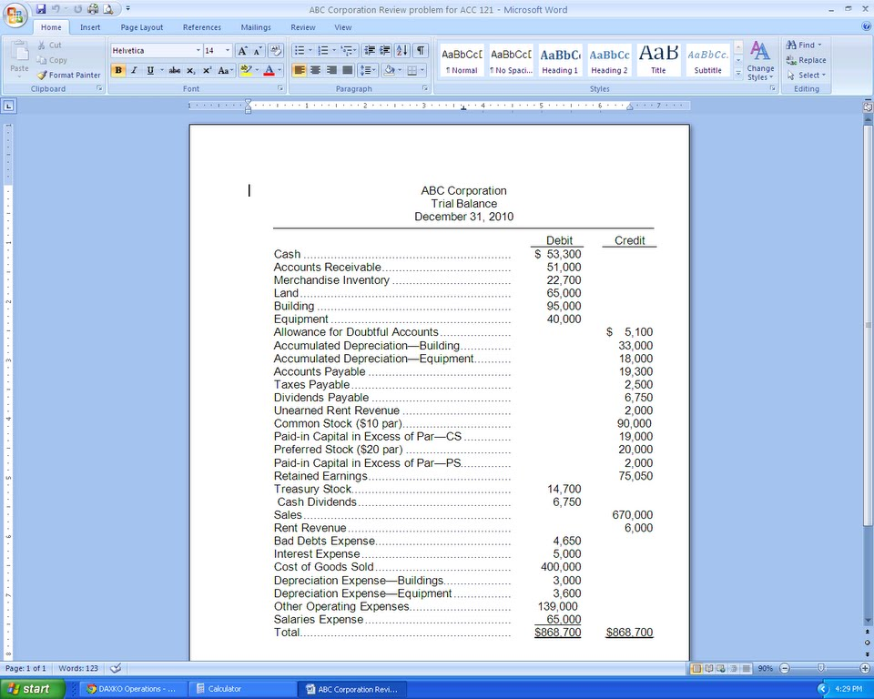 Solved DIRECTIONS:Prepare the Financial Statements for ABC | Chegg.com