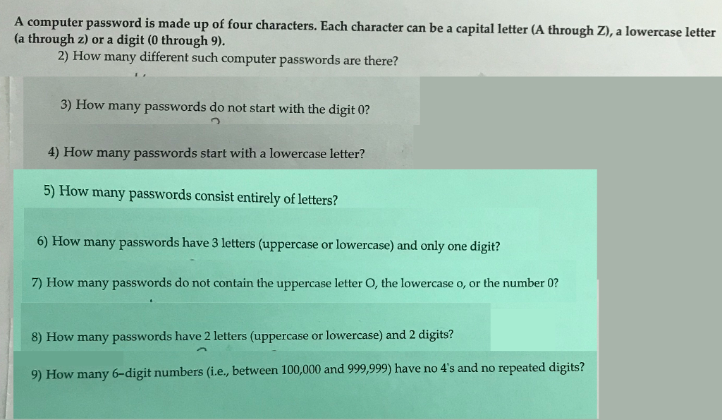 Solved A Computer Password Is Made Up Of Four Characters