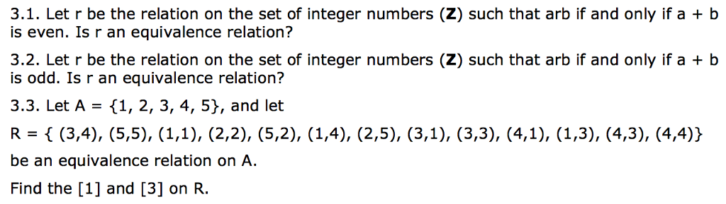 Solved 3.1. Let r be the relation on the set of integer | Chegg.com