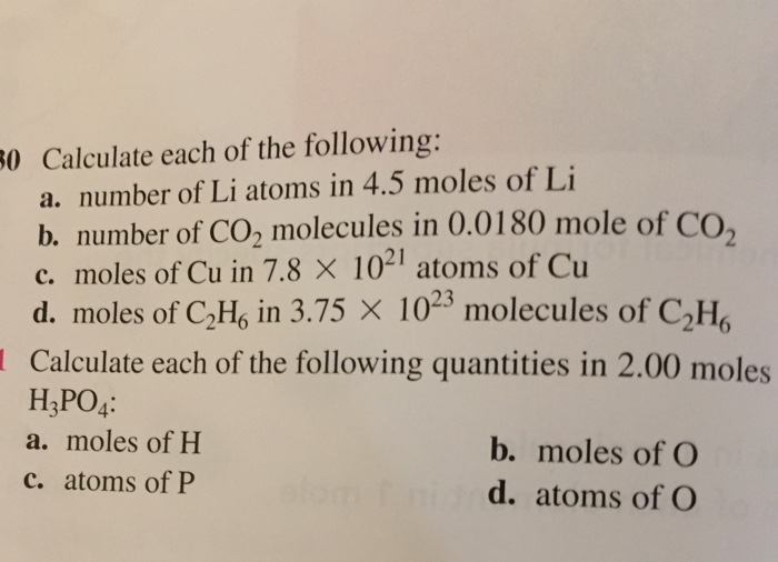 Solved Calculate each of the following: number of Li atoms | Chegg.com