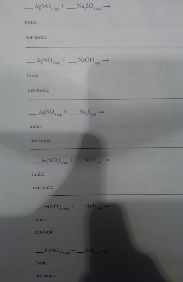 Solved AgNO3 (aq) + _ Na,SO4 (aq) → onic: net-ionic: AgNO3 | Chegg.com
