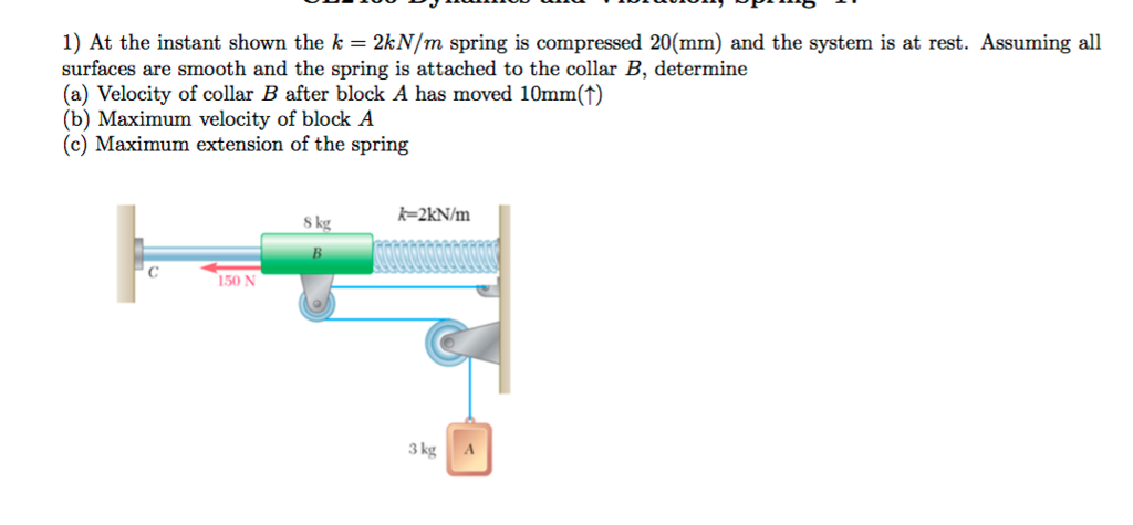 Solved At the instant shown the k = 2k N/m spring is | Chegg.com