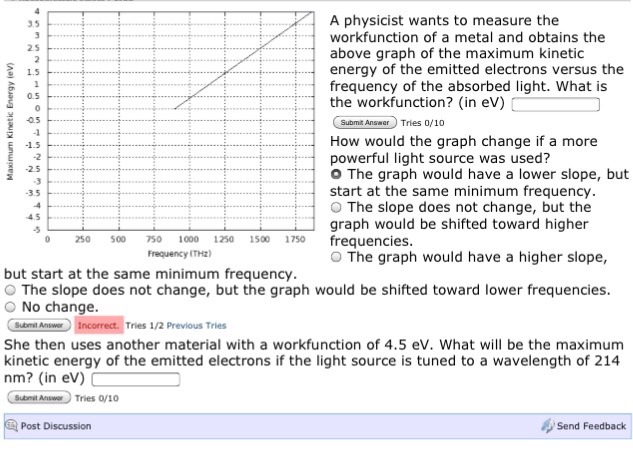 Solved A physicist wants to measure the workfunction of a | Chegg.com