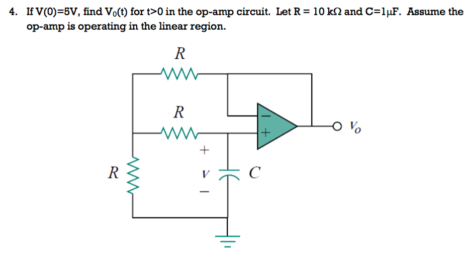 Solved If V(0)=5V, find Vo(t) for t>0 in the op-amp circuit. | Chegg.com