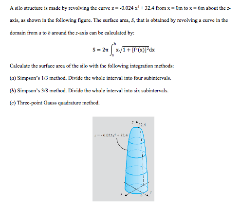 A silo structure is made by revolving the curve z = | Chegg.com