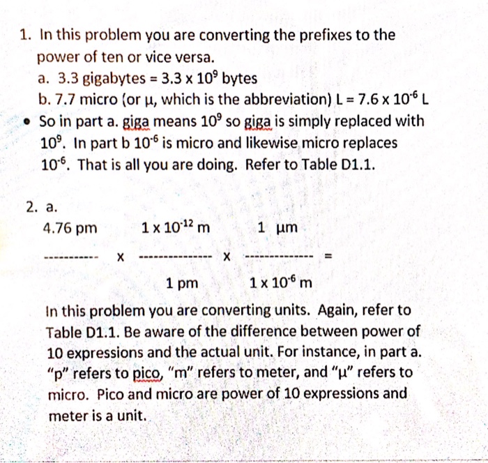 Solved In this problem you are converting the prefixes to | Chegg.com