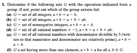 Determine if the following sets G with the operation | Chegg.com