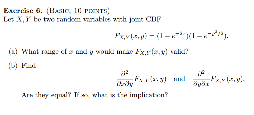 Solved Let X, Y be two random variables with joint CDF F_X, | Chegg.com