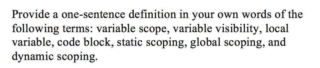 Solved Provide a one-sentence definition in your own words | Chegg.com