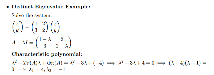 Solved Distinct Eigenvalue Example: Solve the system: (x' | Chegg.com