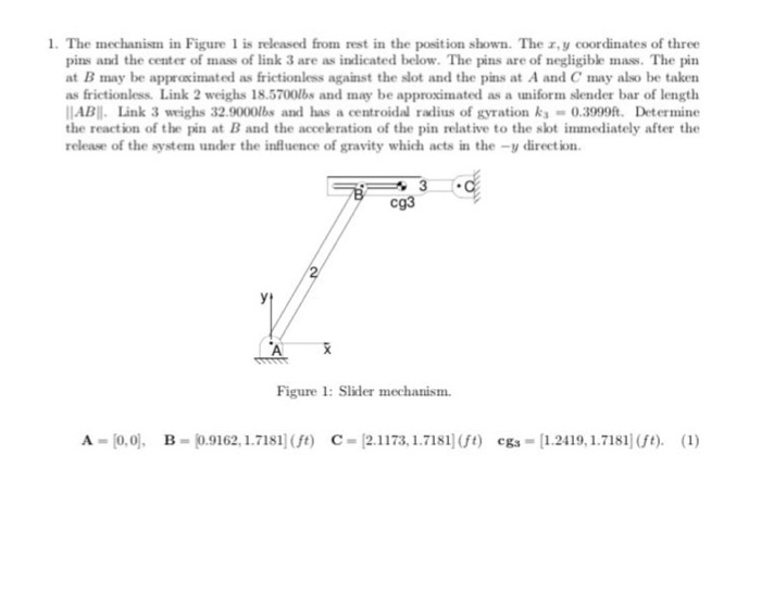 Solved The mechanism in Figure 1 is released from rest in | Chegg.com