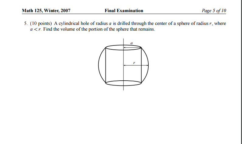 Solved A cylindrical hole of radius a is drilled through the | Chegg.com